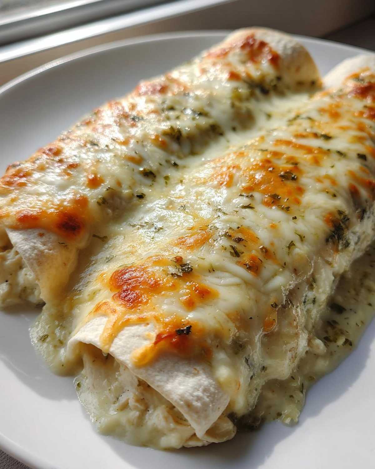 35-Minute Creamy white chicken enchiladas Joy - Whisk Daily