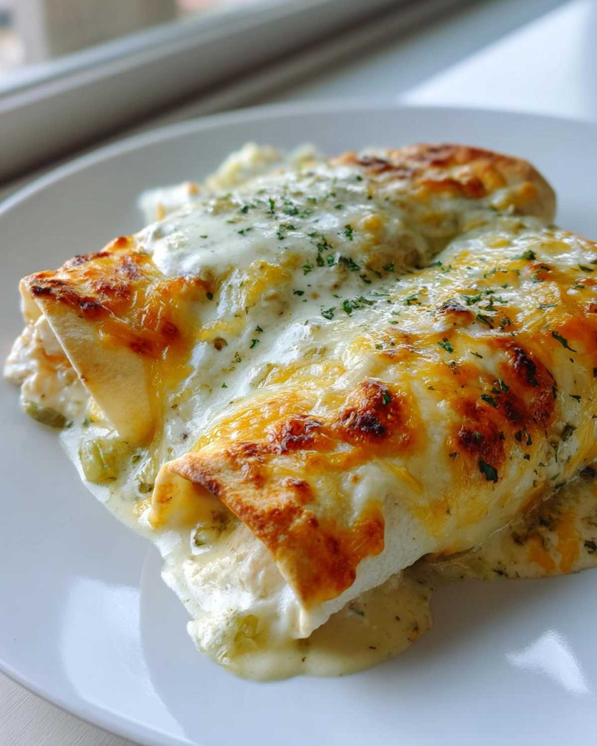 35-Minute Creamy white chicken enchiladas Joy - Whisk Daily
